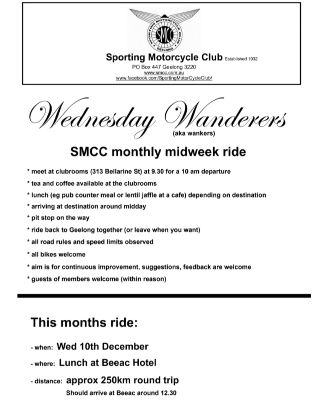 Wednesday Wanderers. | Sporting Motorcycle Club